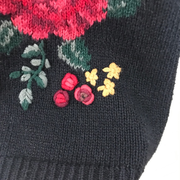 Vintage | Sweaters | Vintage Hand Embroidered Rose Vest Boho Indie ...